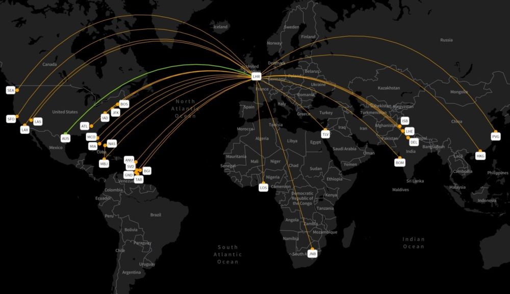 Virgin Atlantic's 27 Planned Routes From Heathrow This Summer