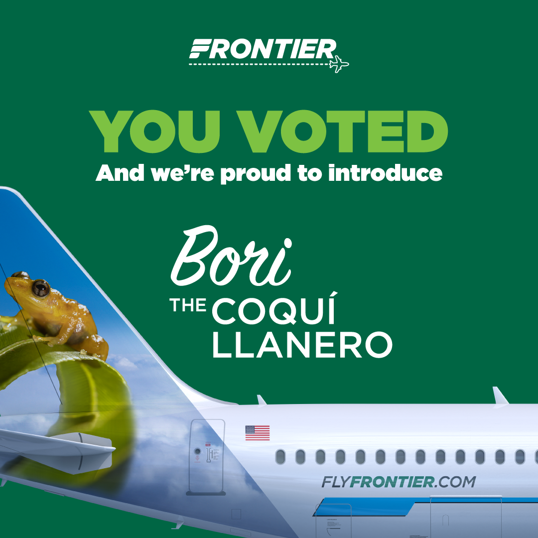Public Vote: Frontier Airlines Names Its New Aircraft Tail 'Bori'