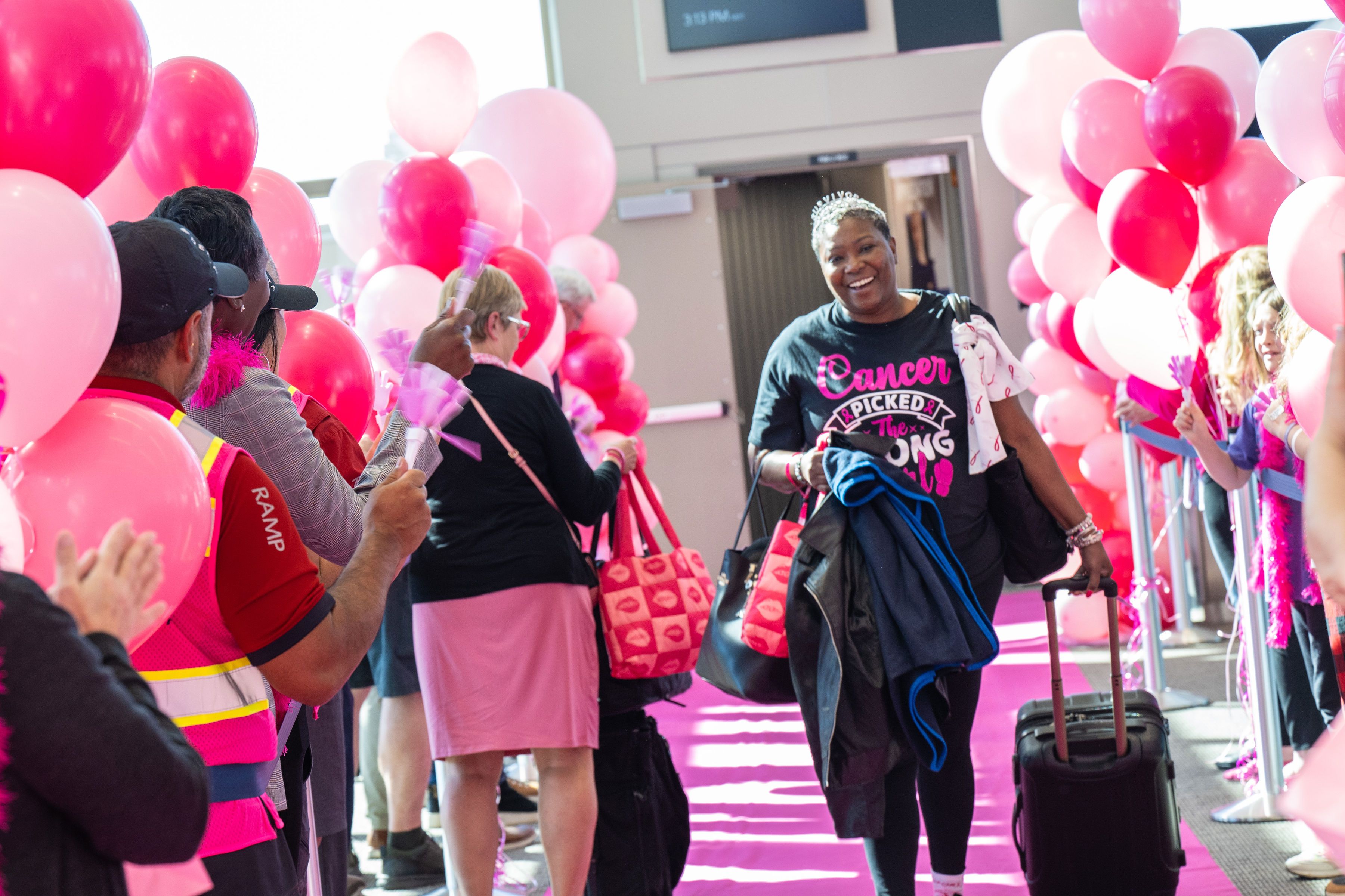 Delta Hosts Party In Pink For Breast Cancer Survivors On Boeing 767