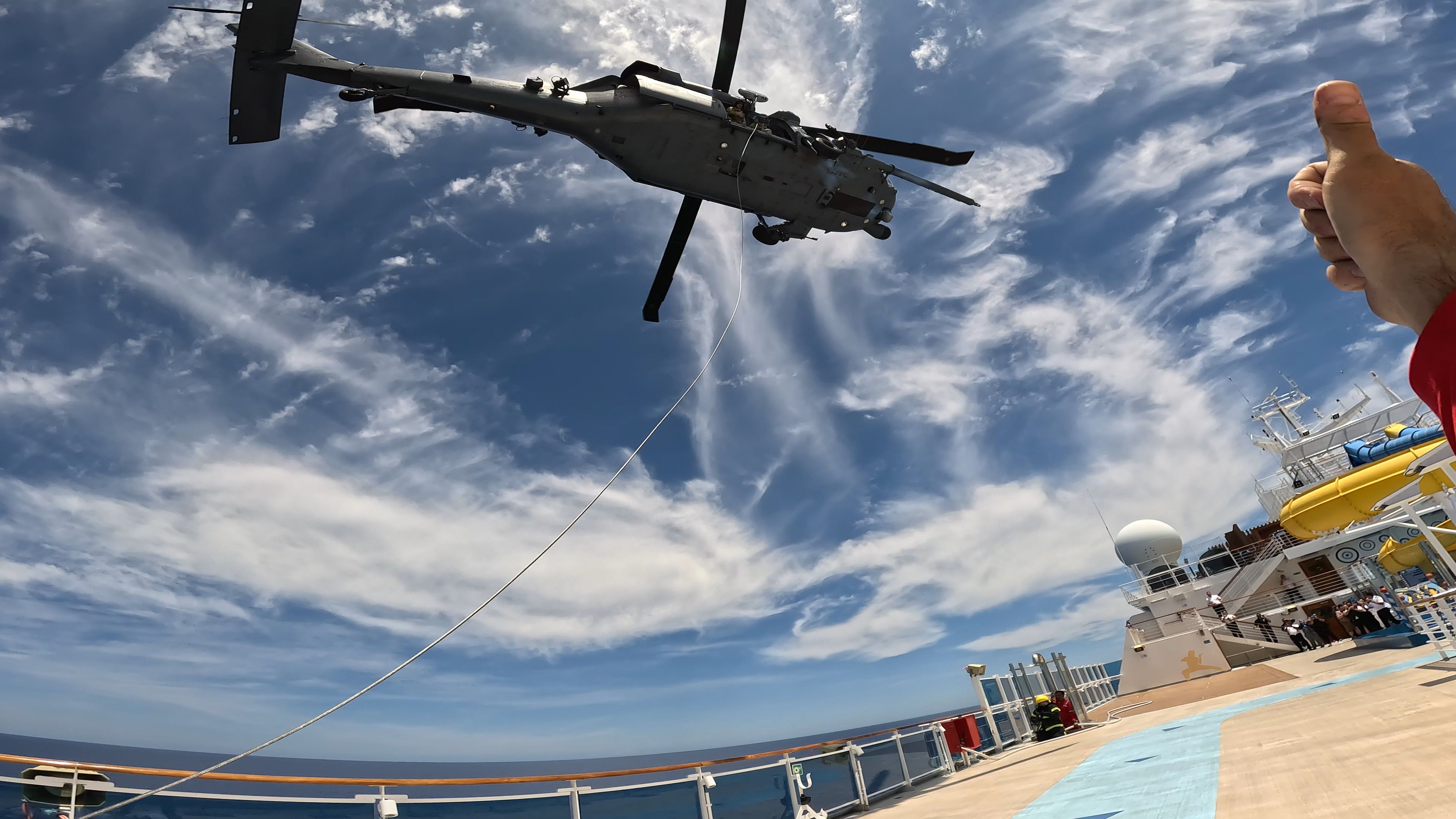 4 USAF Rescue Wing Helicopters Airlift Passengers On Carnival Cruise ...