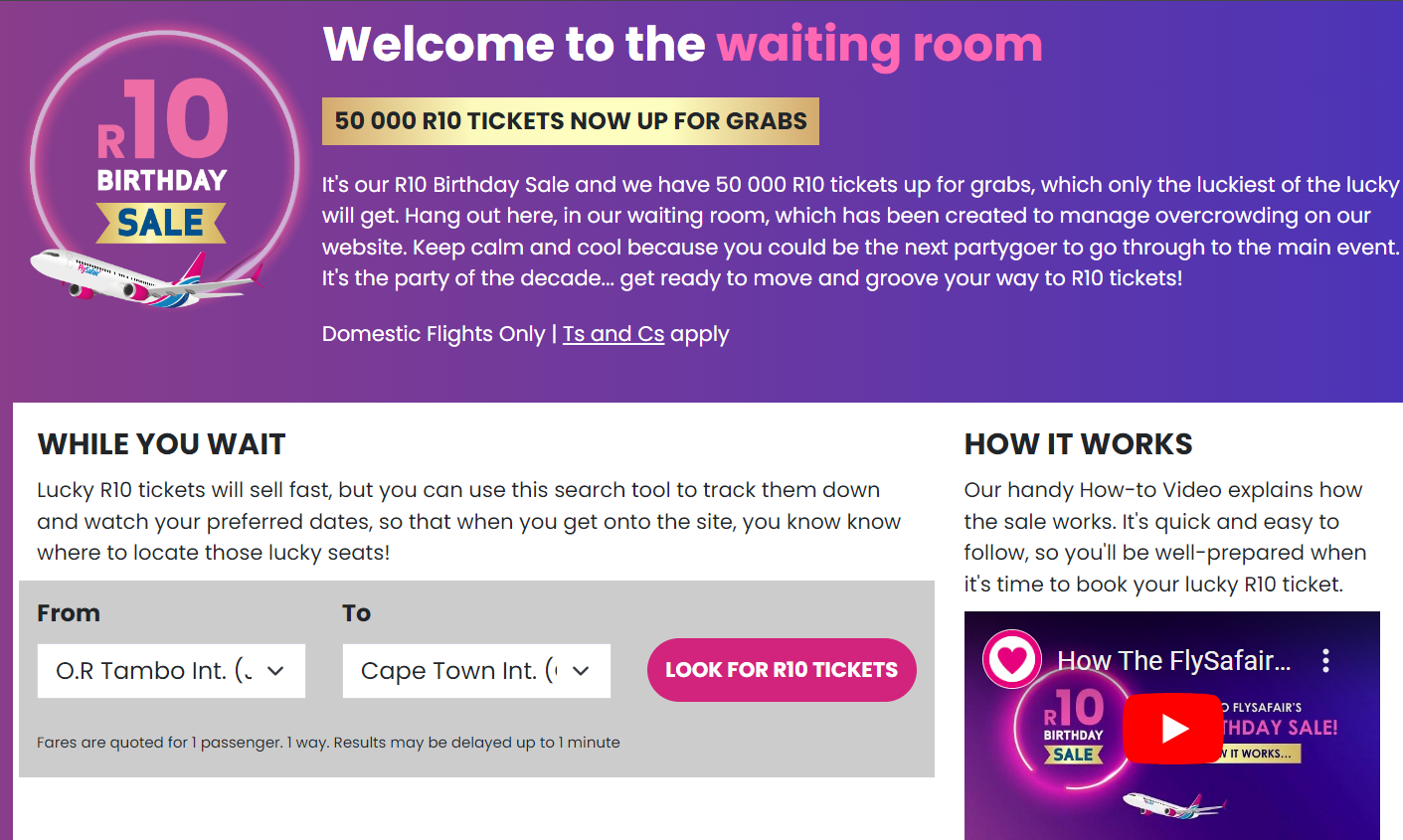 What? FlySafair Is Selling 50,000 Tickets For 50¢ Each