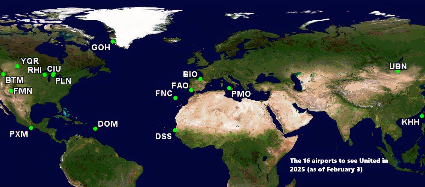 United Airlines Has Added 16 Destinations To Its Map In 2025